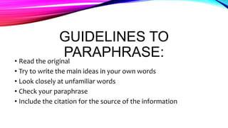 Paraphrasing | PPTX