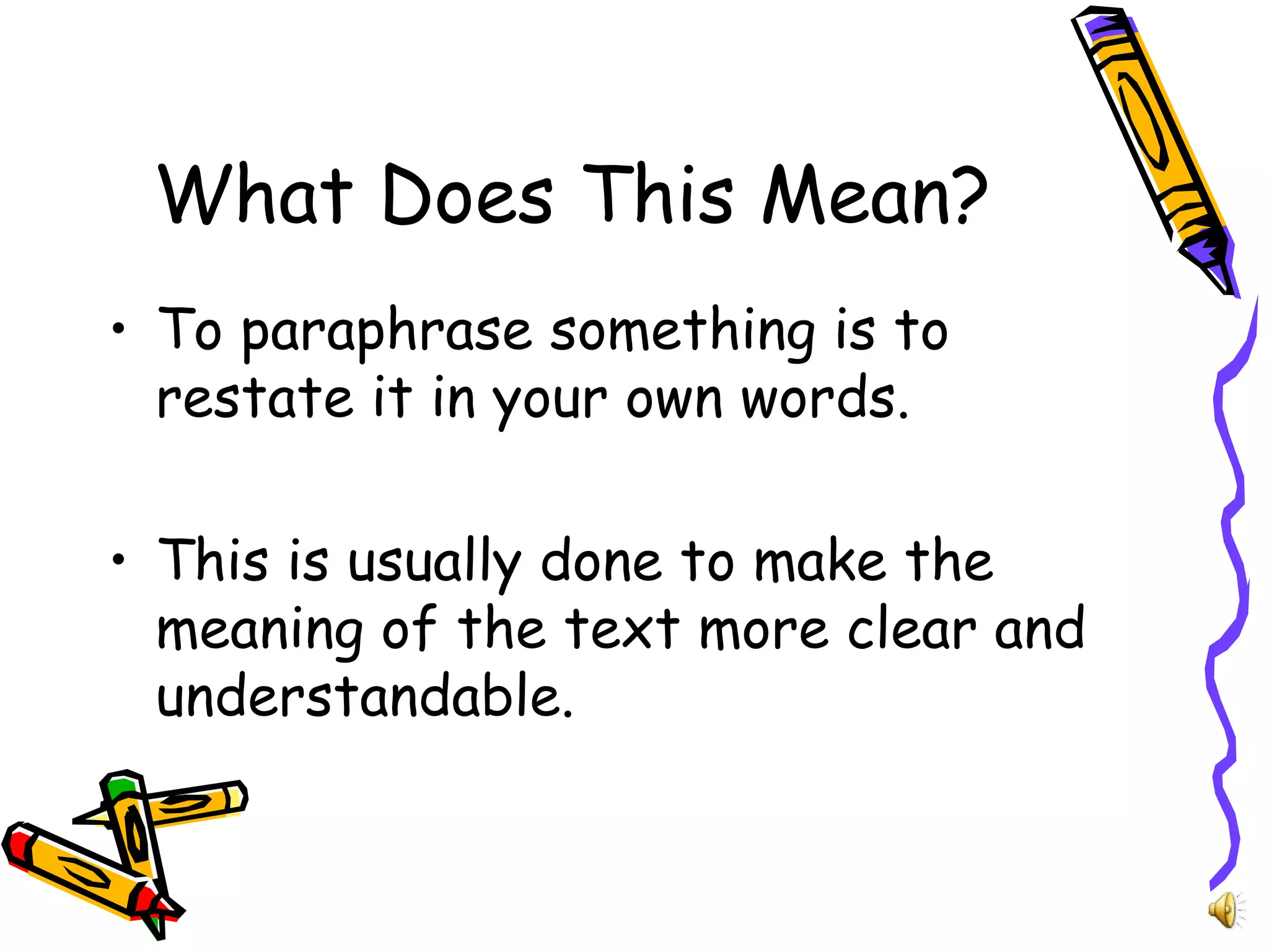 Paraphrasing information presentation | PPT