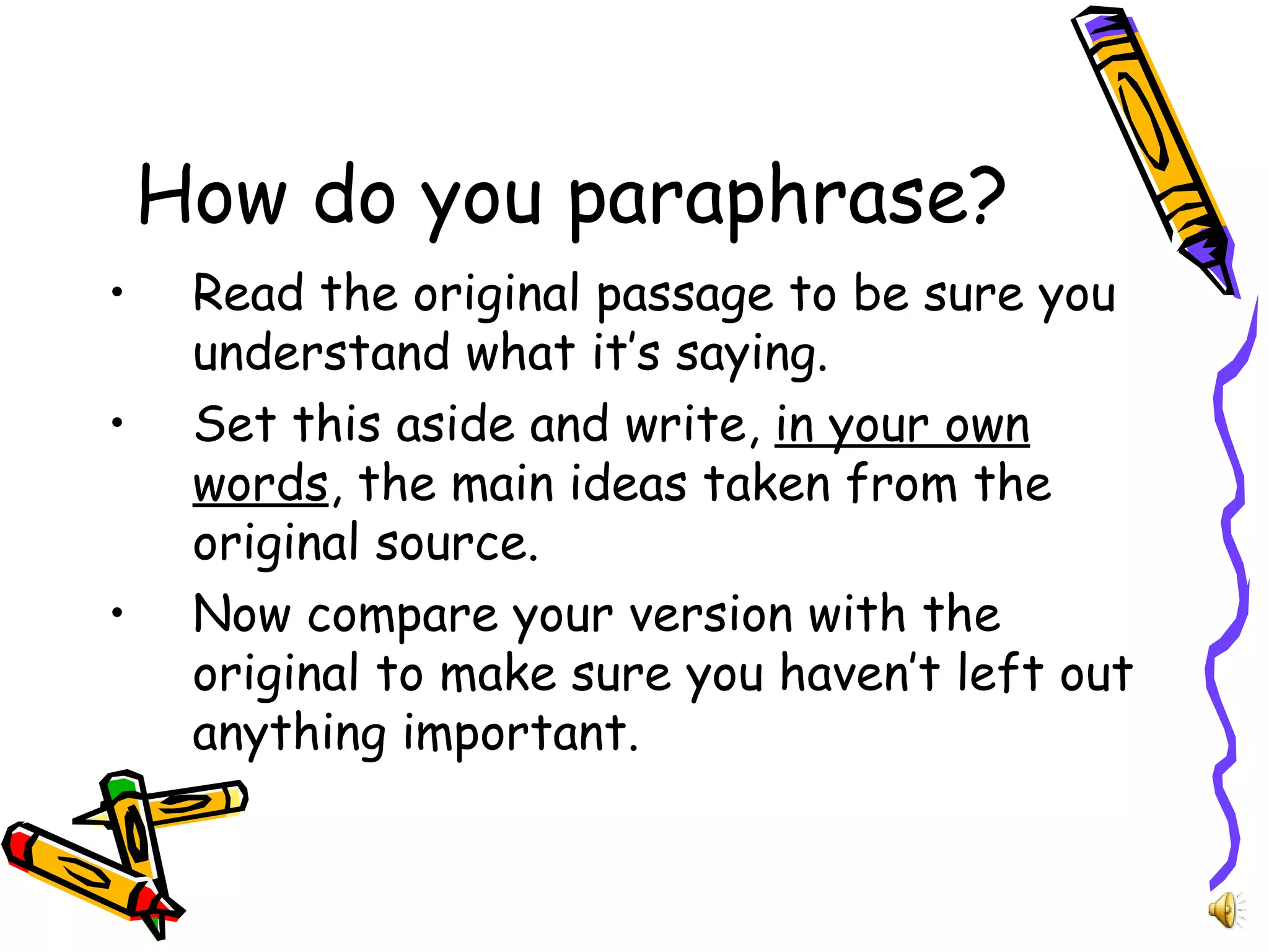 Paraphrasing information presentation | PPT