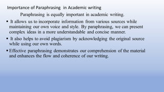 Paraphrasing nd summarising.pdf english academics | PDF