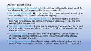 Paraphrasing nd summarising.pdf english academics | PDF