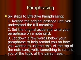 Paraphrasing Power Point | PPT