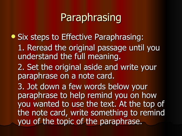 Paraphrasing Power Point | PPT