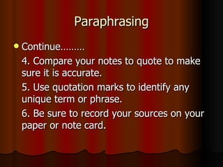 Paraphrasing Power Point | PPT