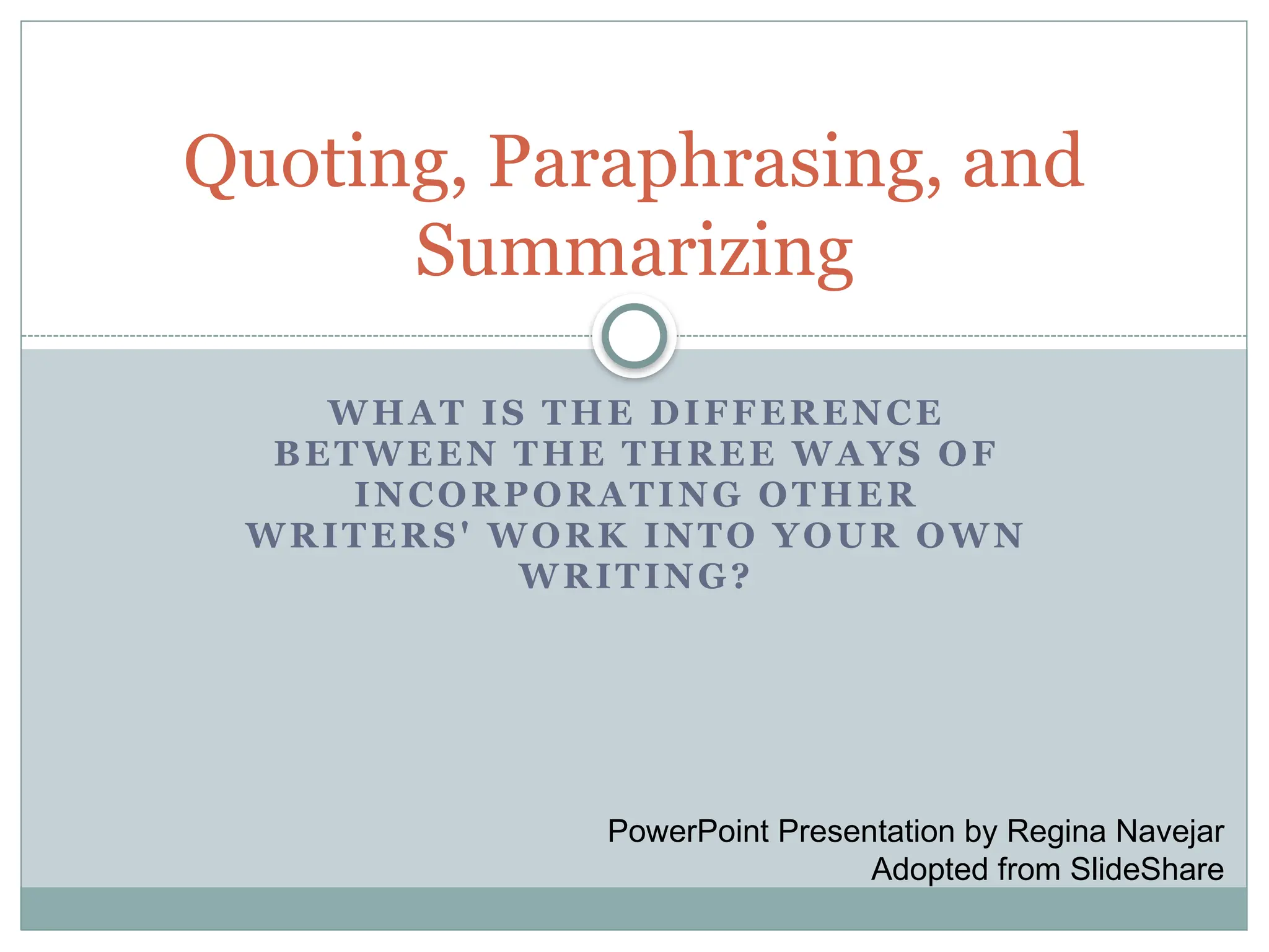 paraphrasing_powerpoint. Power Point Presentation | PPTX