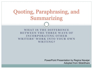 paraphrasing_powerpoint. Power Point Presentation | PPTX