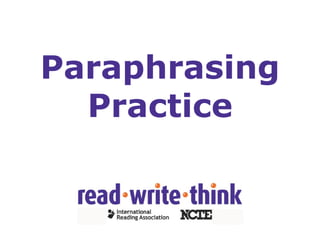 Paraphrasing Practice | PPT