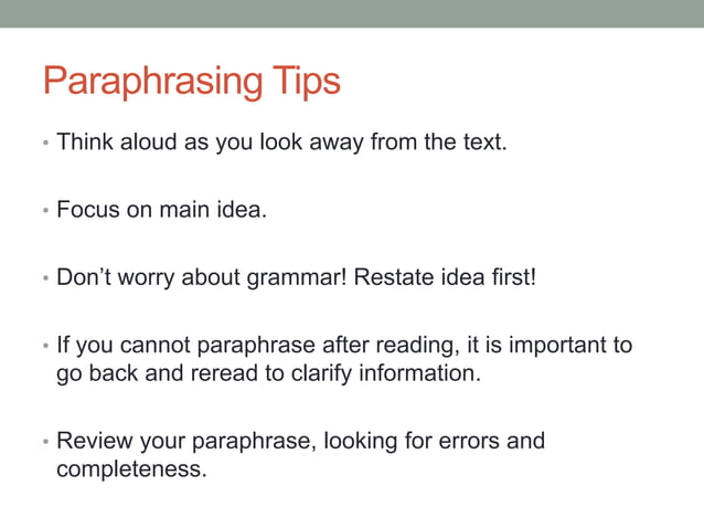 Paraphrasing Steps | PPTX | Resume Writing and Advice | Job Search