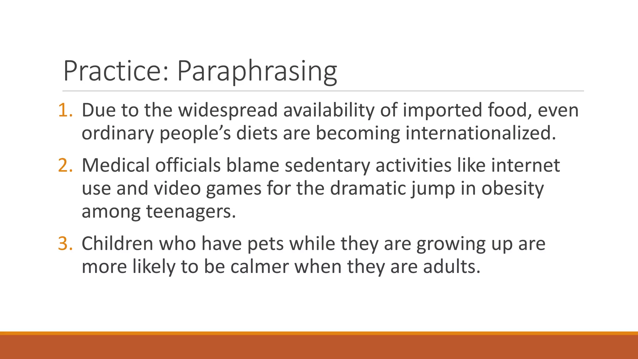 Paraphrasing & summarizing | PPTX