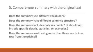 Paraphrasing & summarizing | PPTX
