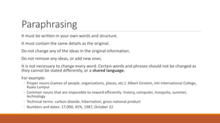 Paraphrasing & summarizing | PPTX