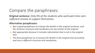 Paraphrasing & summarizing | PPTX