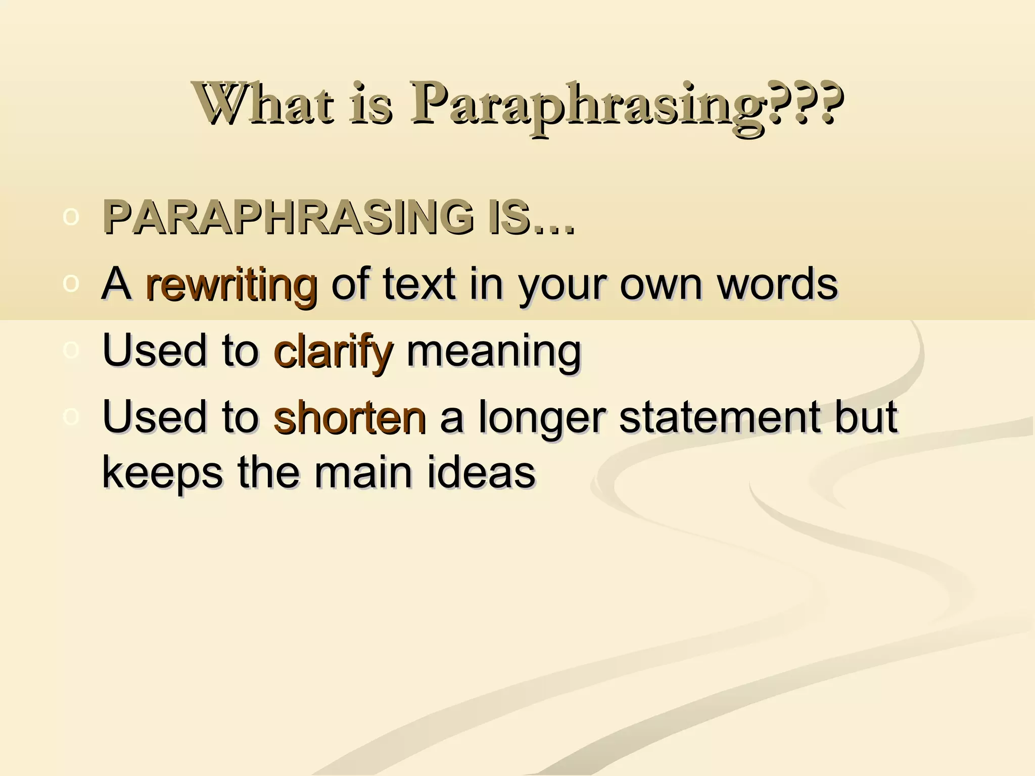 Paraphrasing techniques | PPT