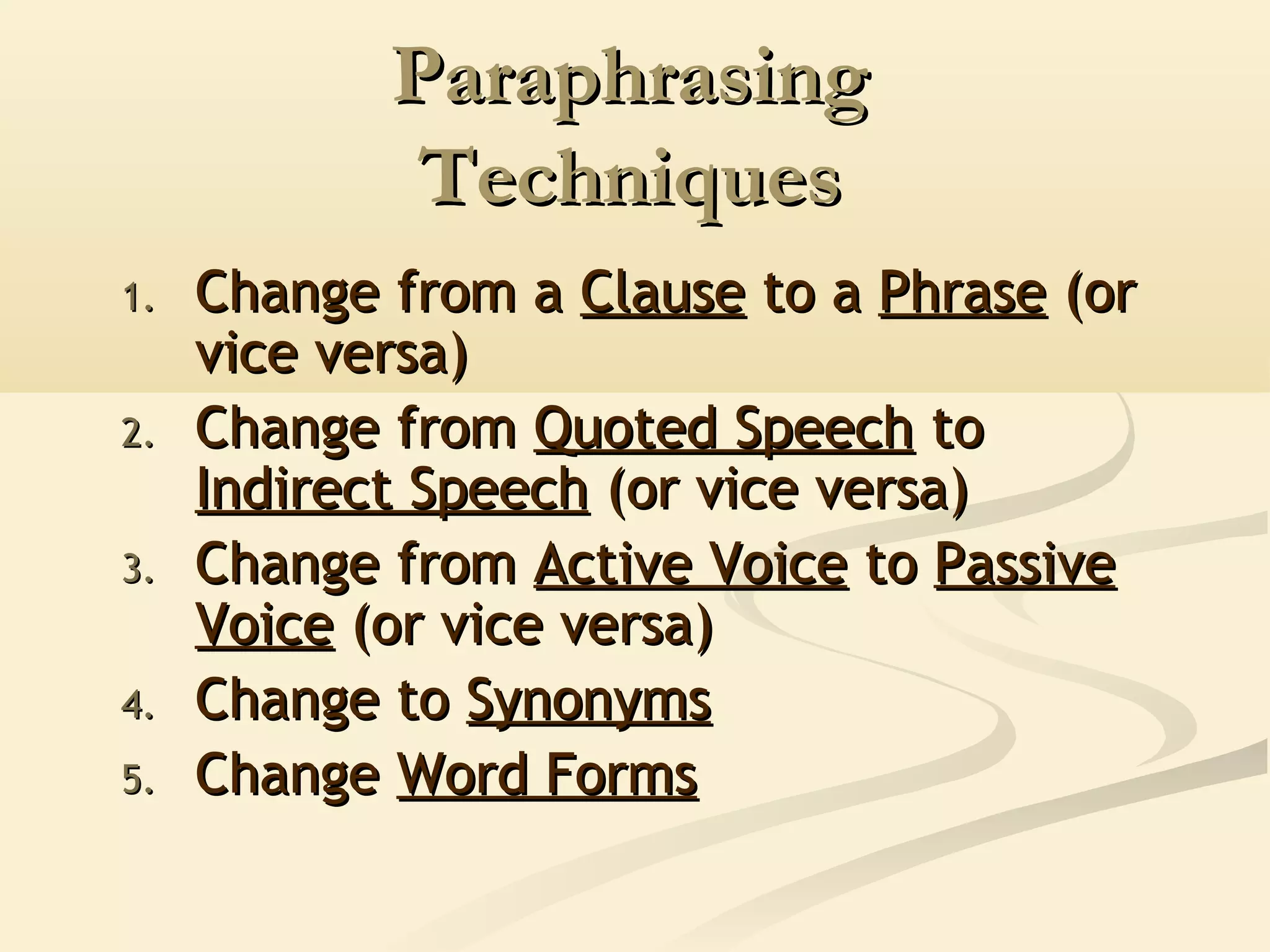Paraphrasing techniques | PPT