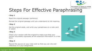 Paraphrasing techniques | PPTX