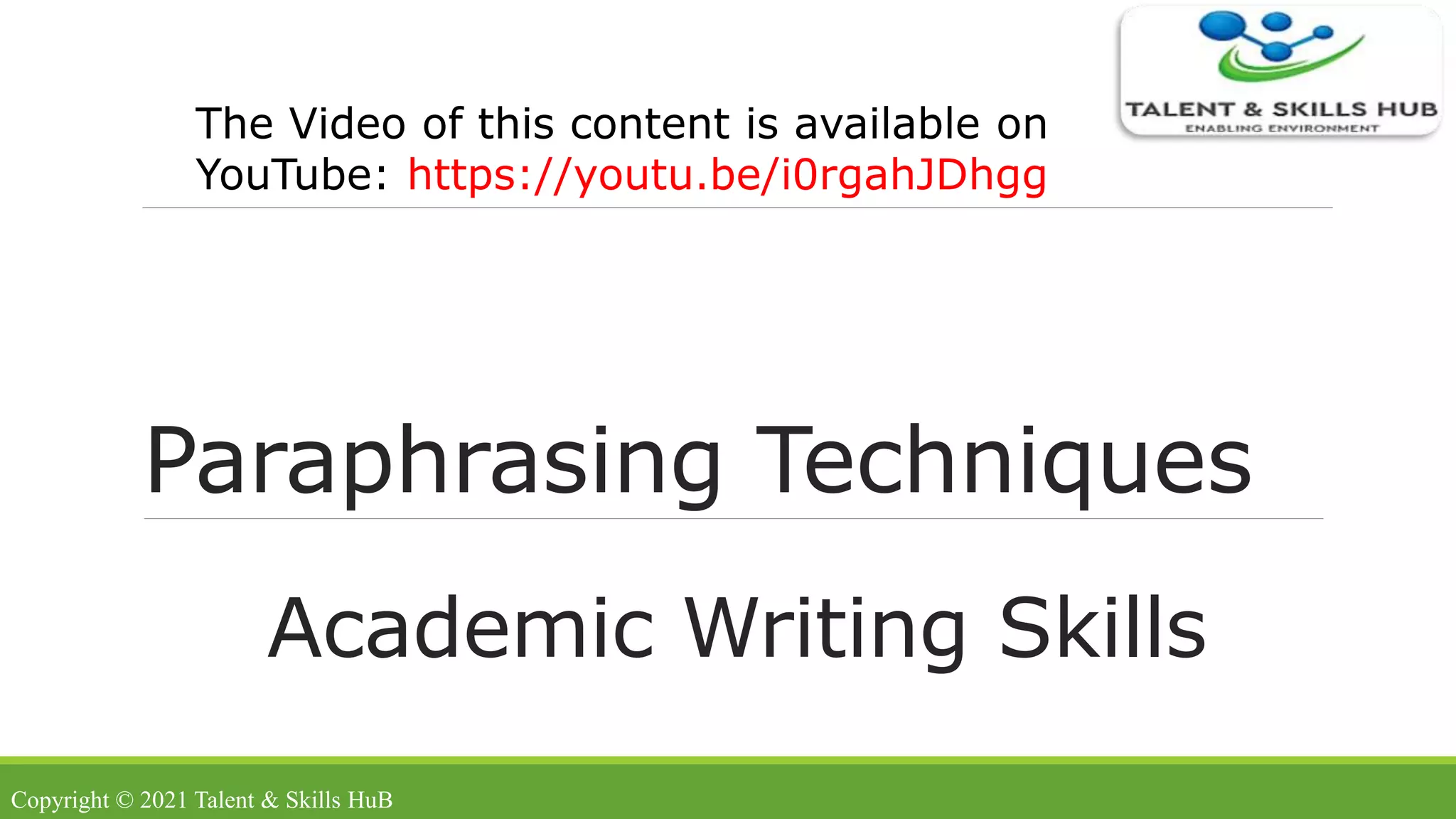 Paraphrasing techniques | PPTX