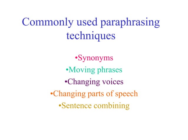 Paraphrasing techniques | PPT