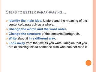 Paraphrasing Tips | PPT