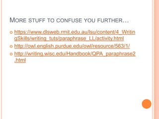 Paraphrasing Tips | PPTX