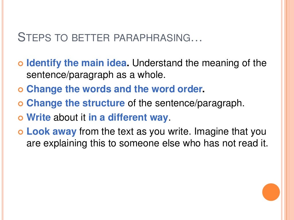 Paraphrasing Tips