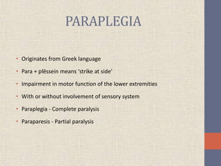 Approach to paraplegia in children | PPTX