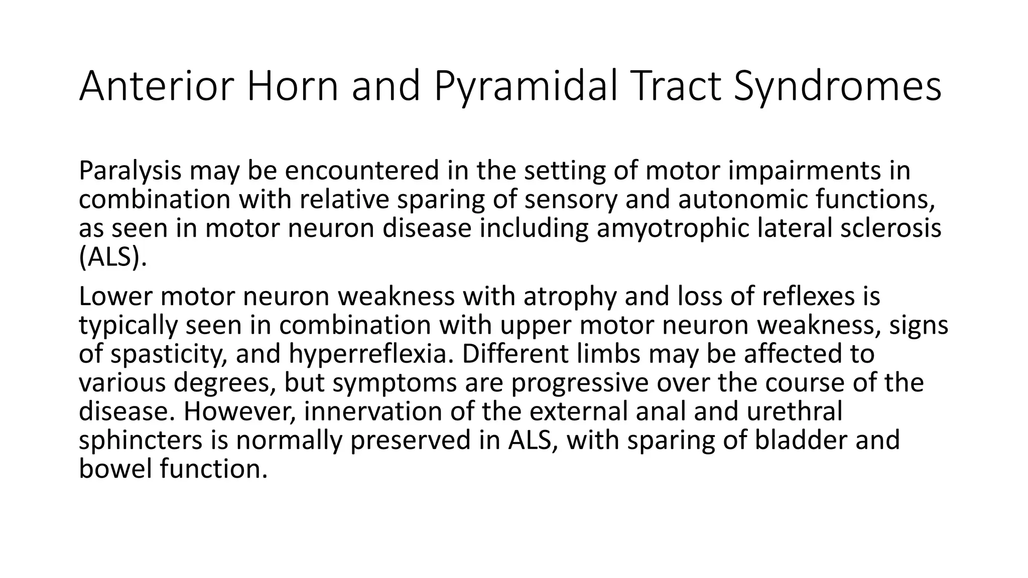Paraplegia And Spinal Cord Syndromes Ppt