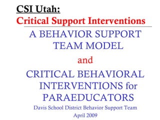 Criticual Support Interventions | PPT
