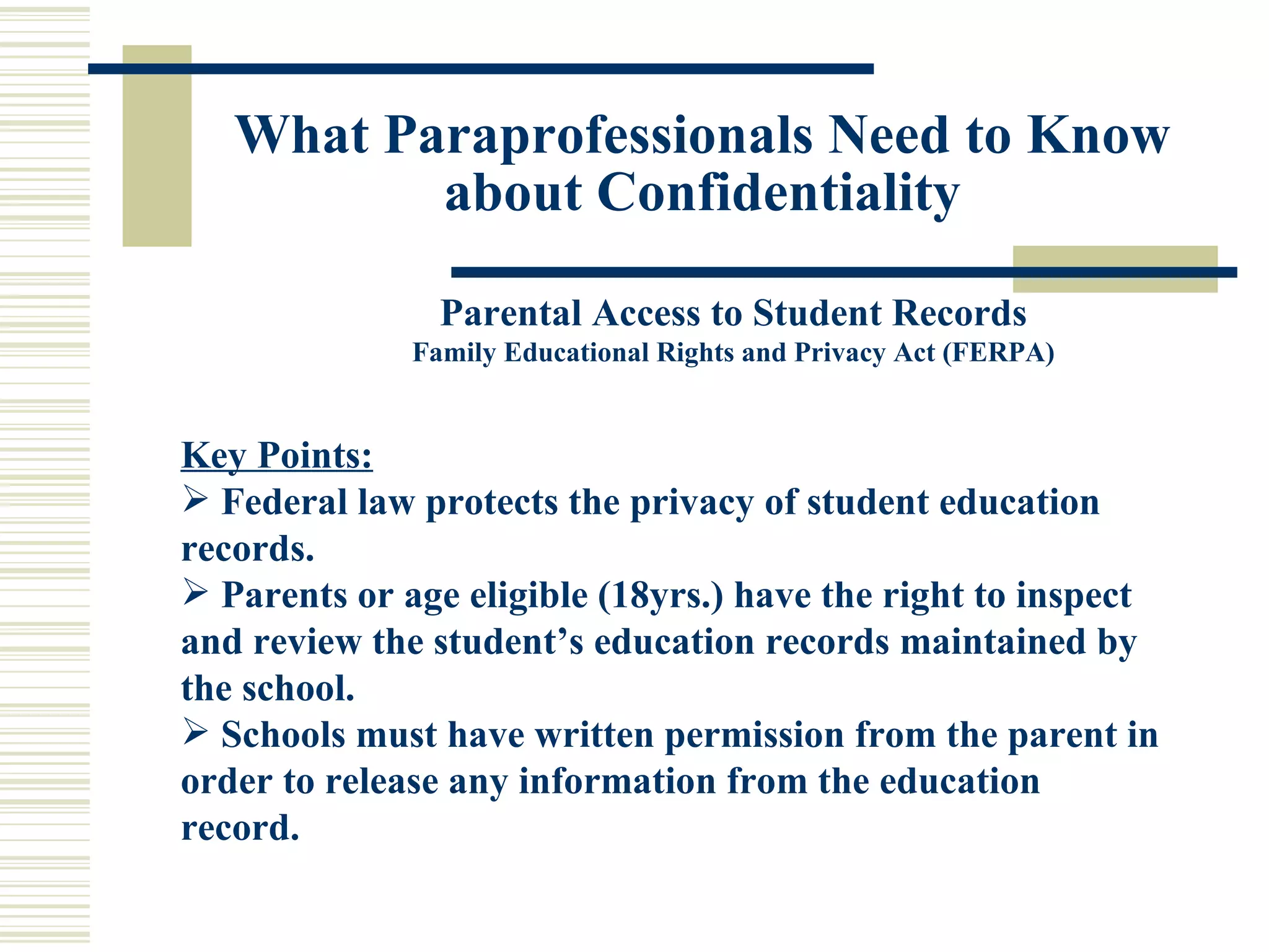 Paraprofessional Orientation: Need to Know | PPT