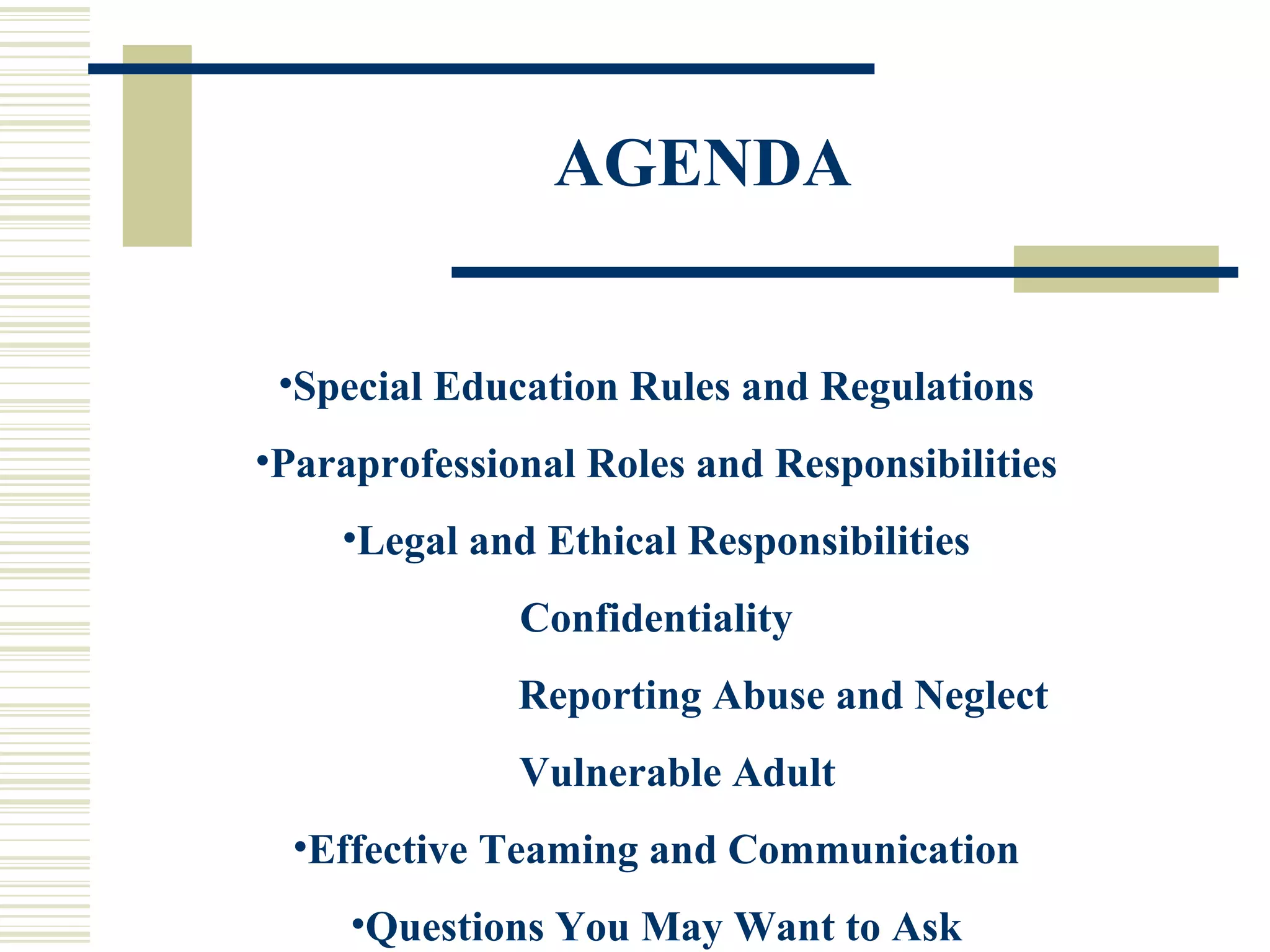 Paraprofessional Orientation: Need to Know | PPT