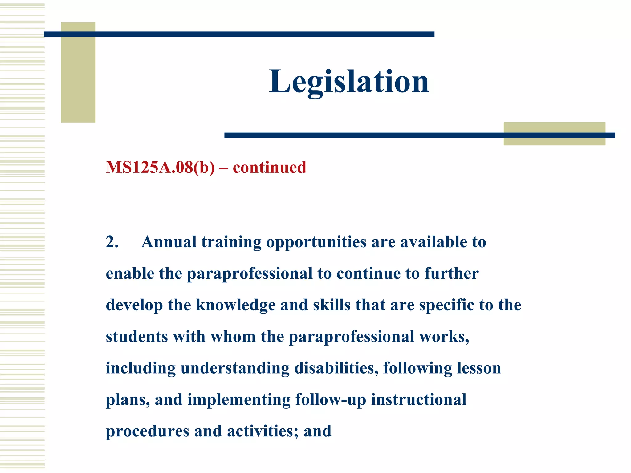 Paraprofessional Orientation: Need to Know | PPT