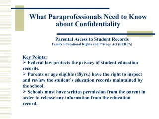 Paraprofessional Orientation: Need to Know | PPT