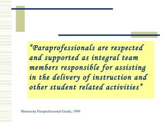Paraprofessional Orientation: Need to Know | PPT