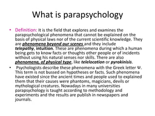 Parapsychology by Chrystalleni, Antonia and Kyriaki | PPTX
