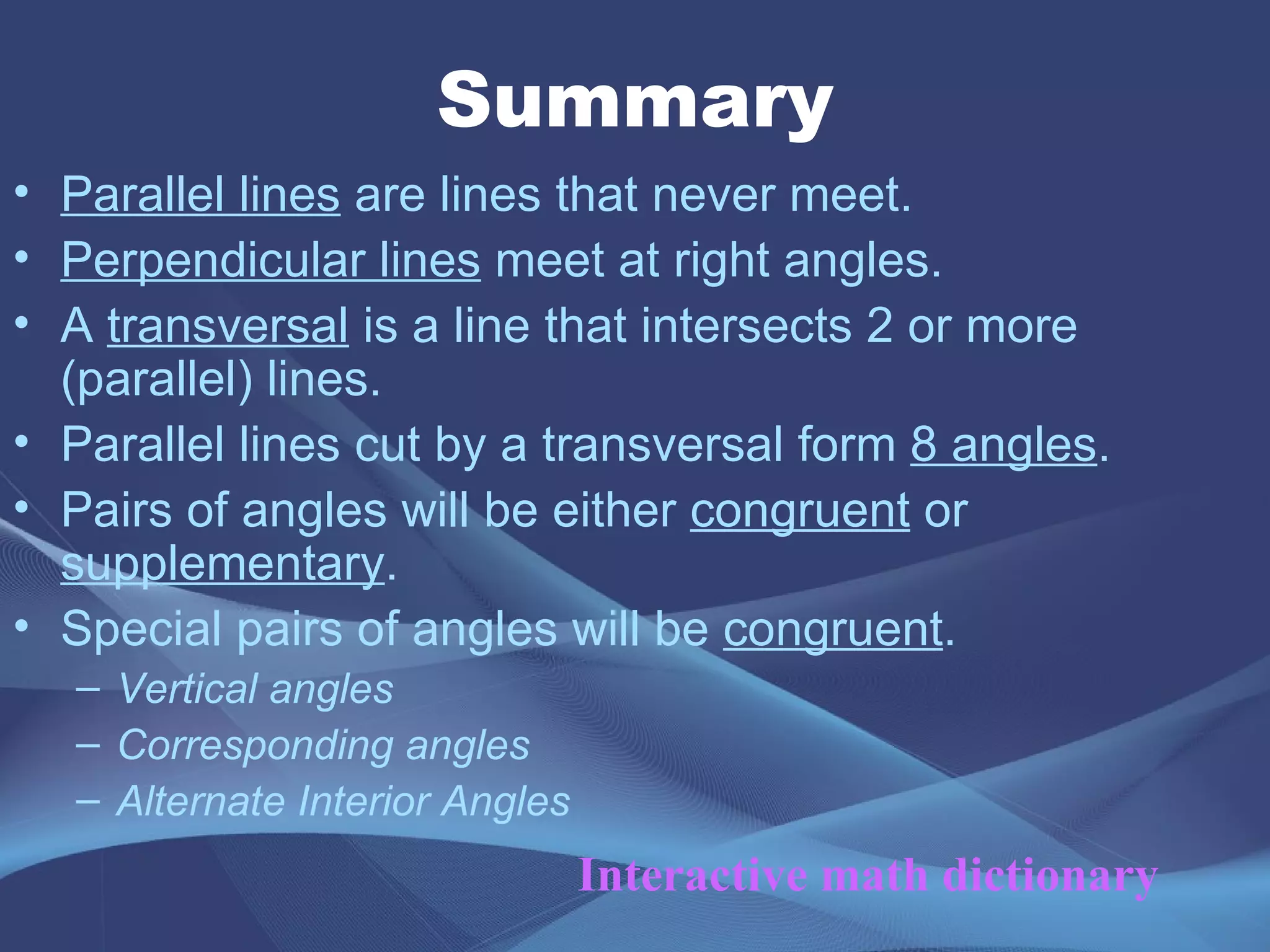 Pararallel lines and_transversal-2 | PPT