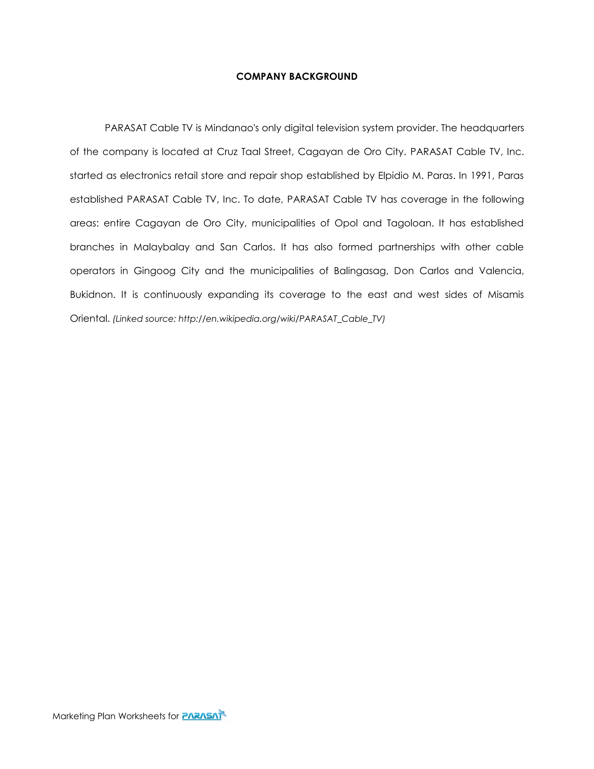 Marketing Plan (Parasat Cable TV) | PDF