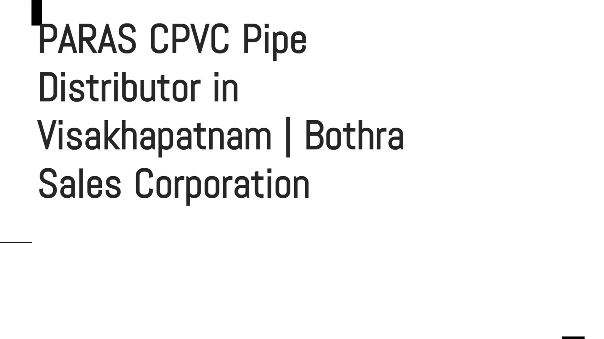 PARAS CPVC Pipe Distributor in Visakhapatnam | Bothra Sales Corporation ...