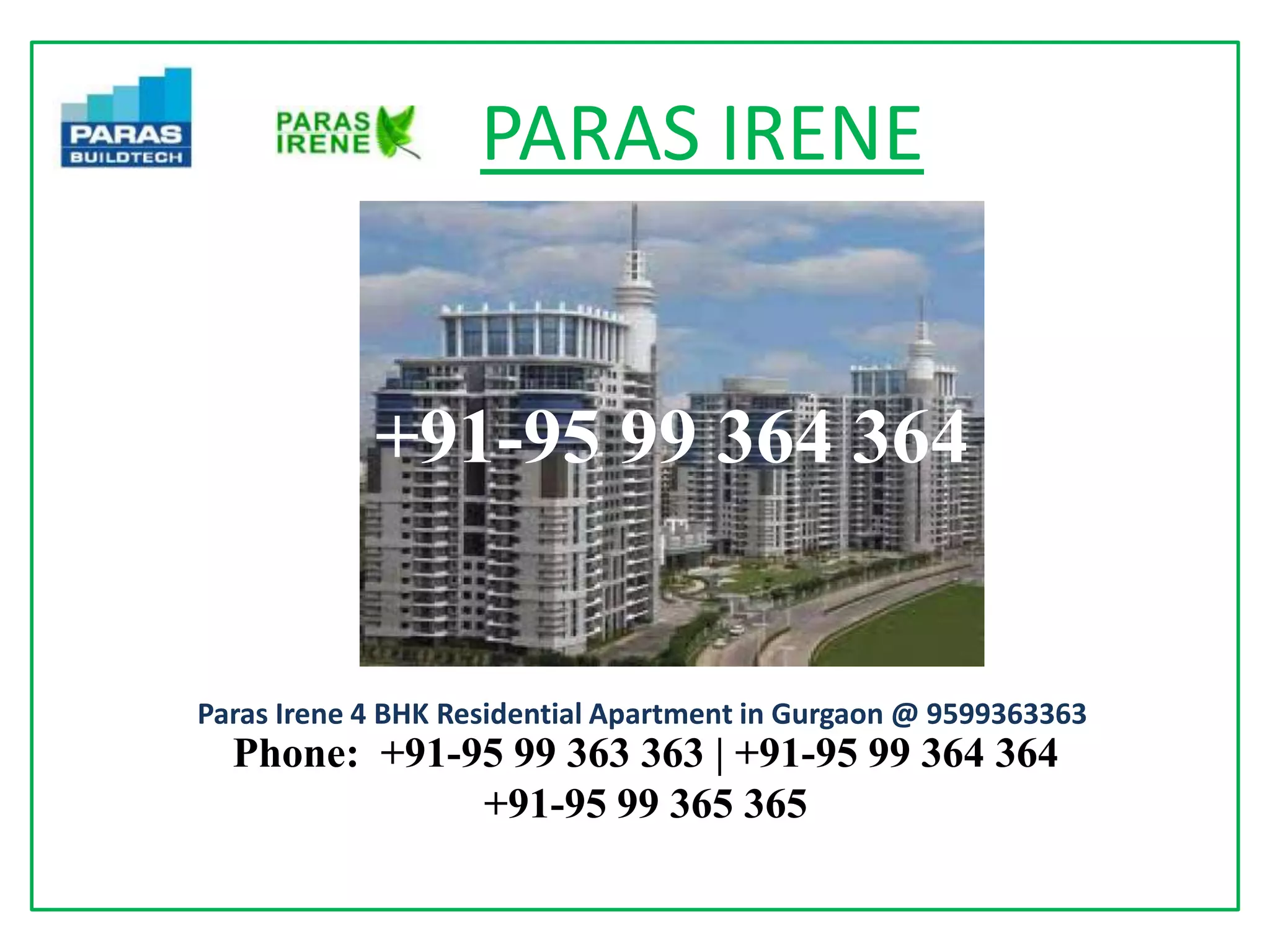 Paras irene new project | PPTX | Apartments | Real Estate