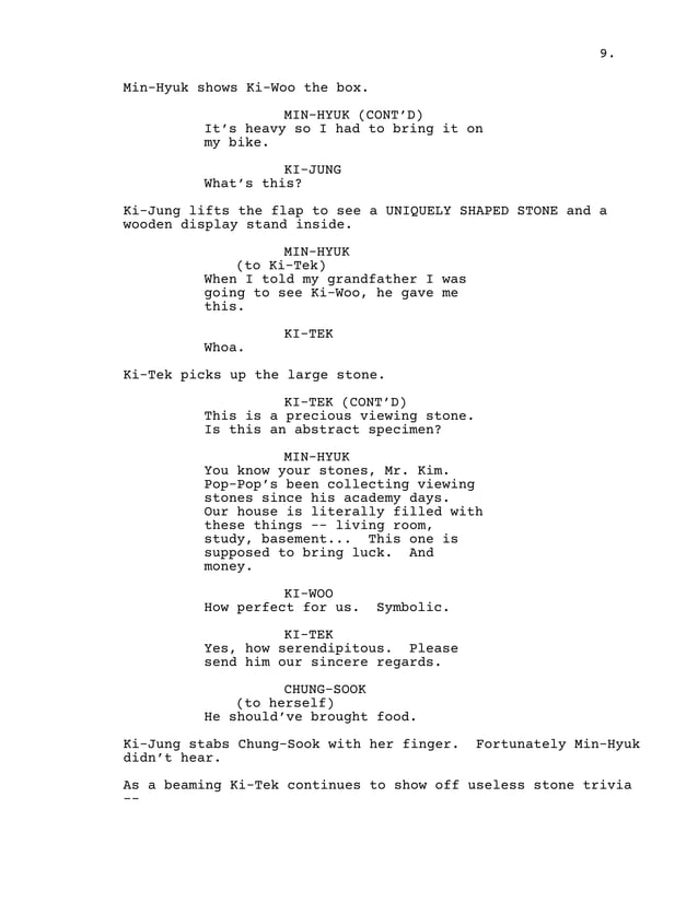 Parasite script (Screenplay) | PDF