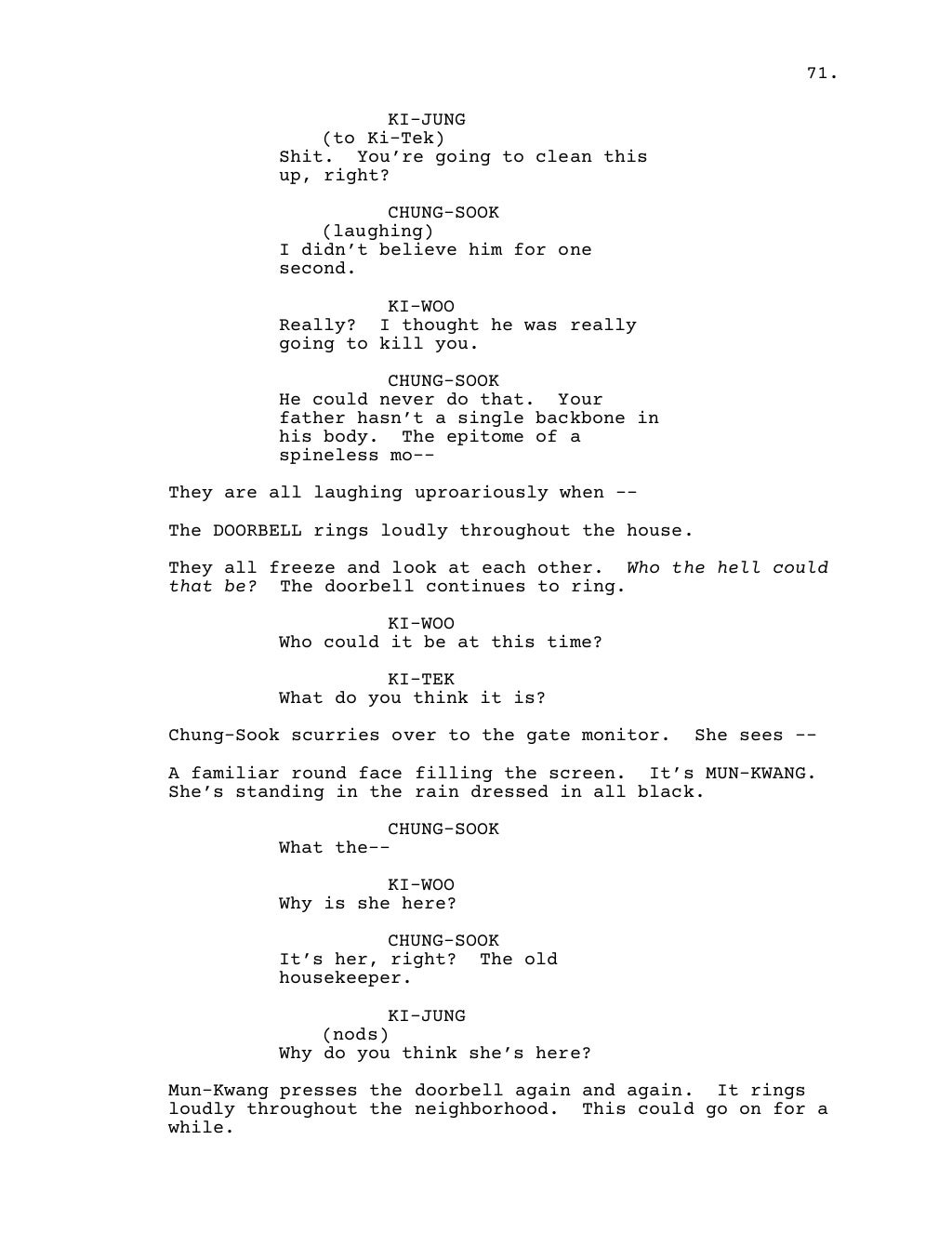 Parasite script (Screenplay)