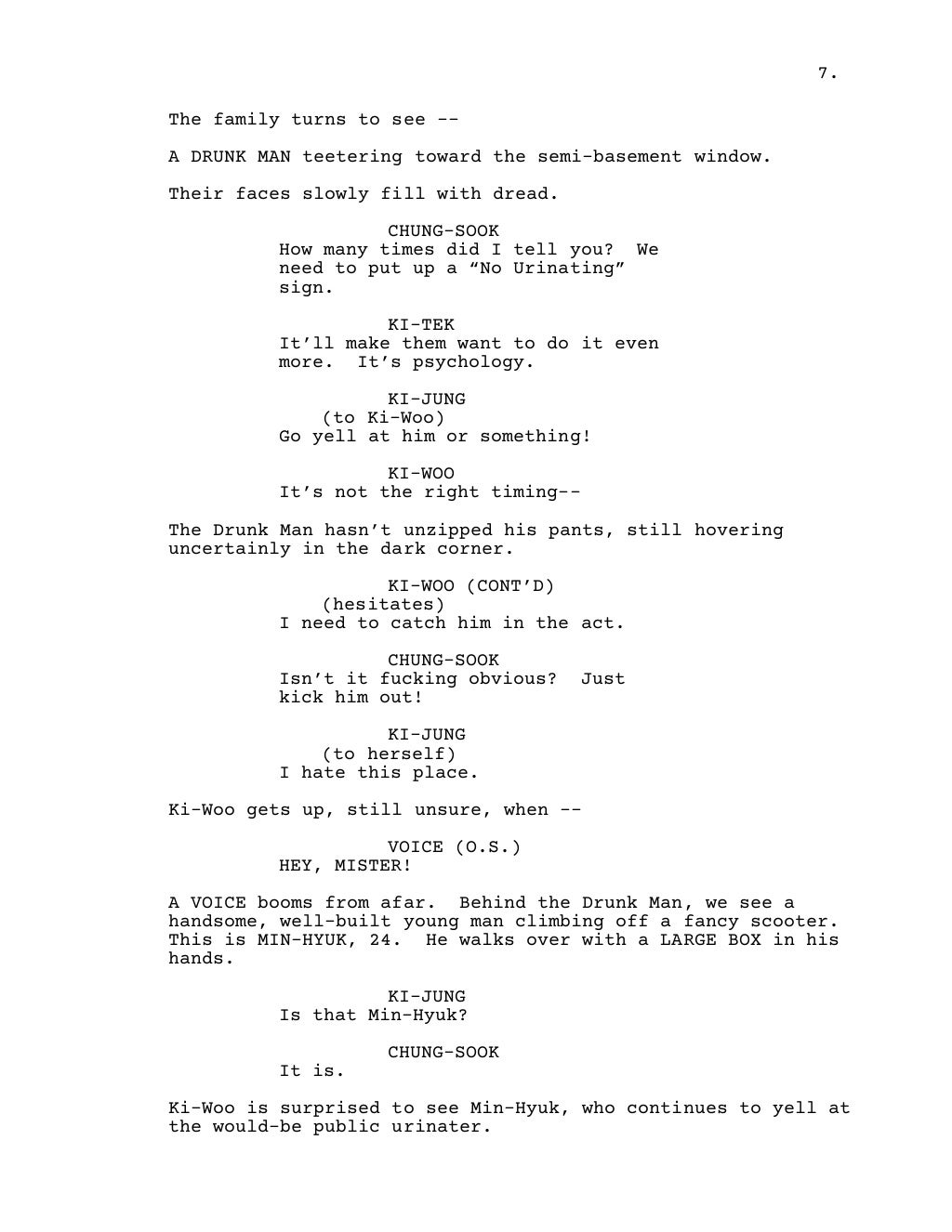 Parasite script (Screenplay)