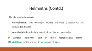 Parasite and parasitism, classification of protozoans & helminths- II.pptx