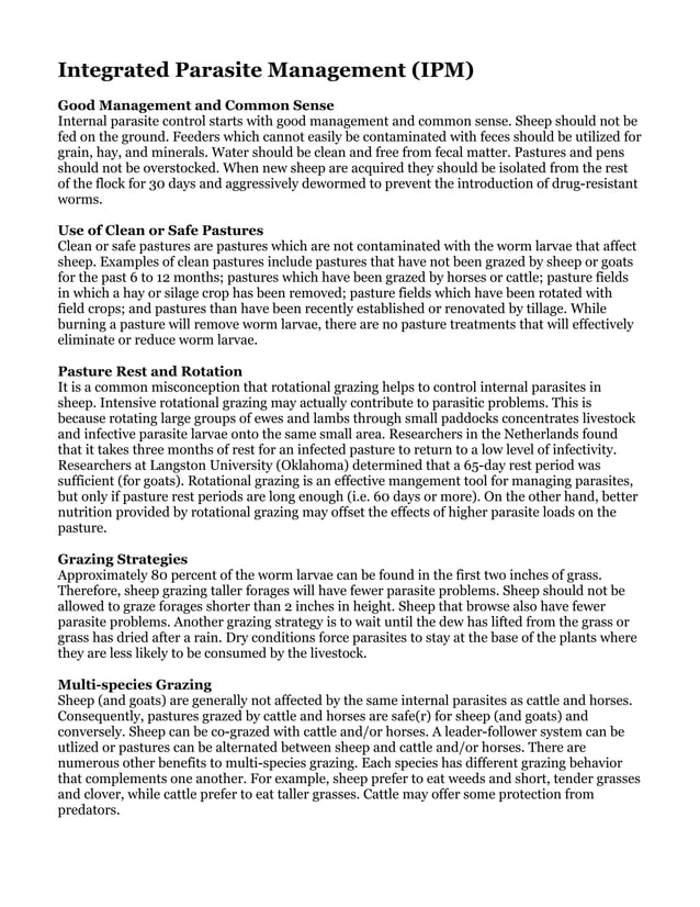 Parasite control | PDF