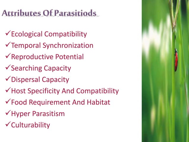 Parasitoids and Predators, their attributes. | PPTX