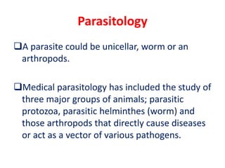 An introduction to Parasitology, Host, Parasites and Their ...
