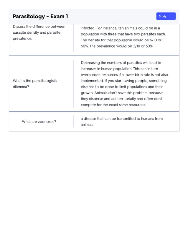 Parasitology - Exam 1 Flashcards _ Quizlet.pdf | Infectious Diseases | Diseases and Conditions