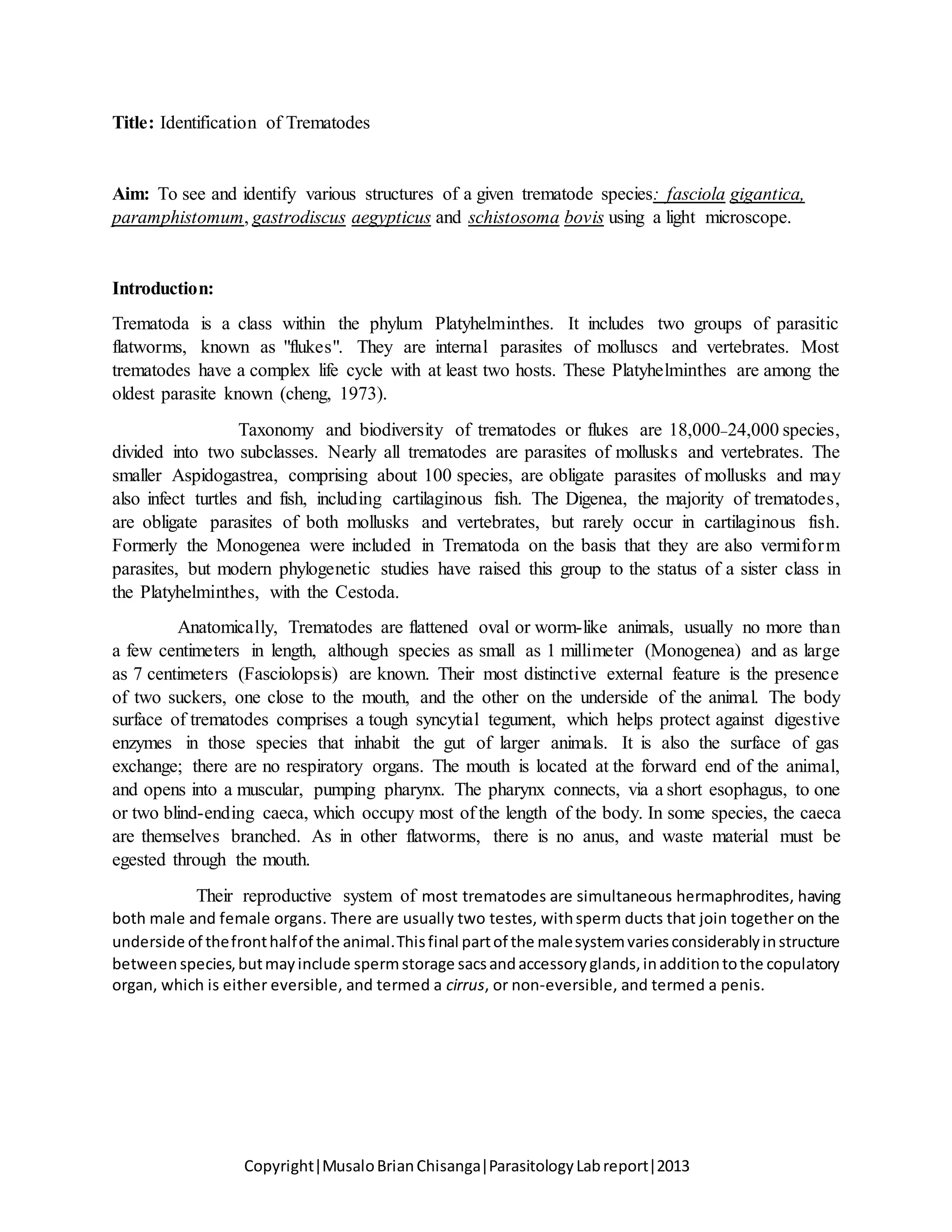 Parasitology lab1 | DOCX