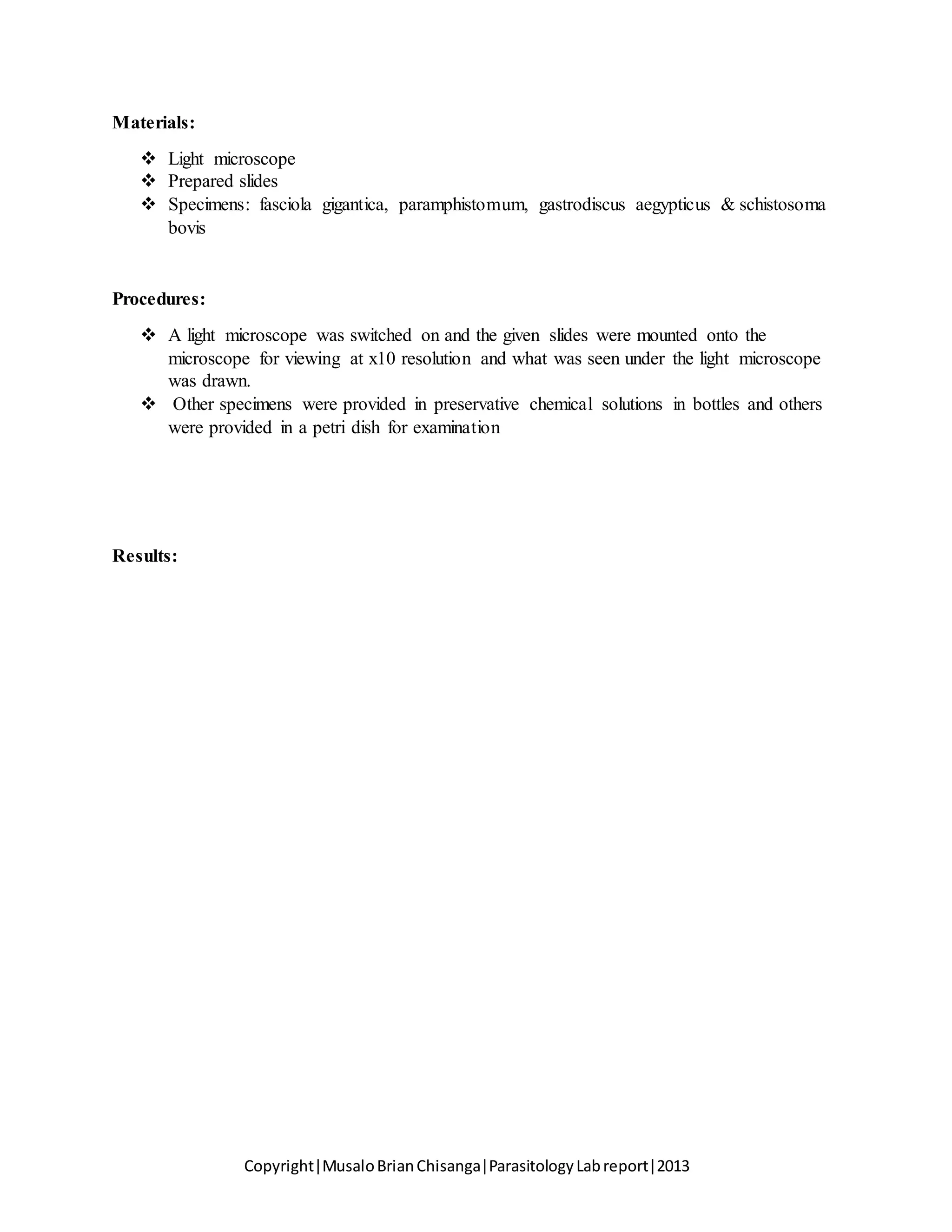 Parasitology lab1 | DOCX