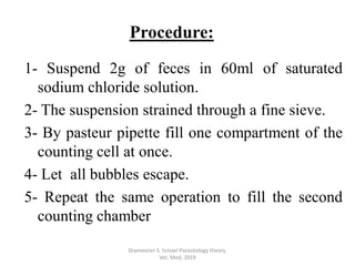 Parasitology paractice: Quantitative fecal Methods and Blood smear ...