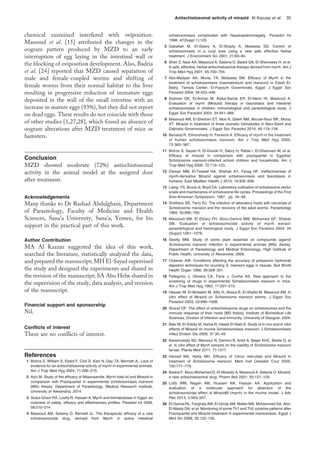 Antischistosomal activity of Mirazid in experimental schistosomiasis ...