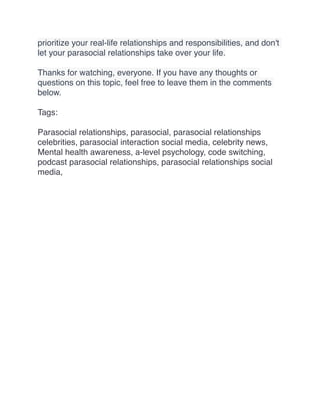 The Dark Side of Parasocial Relationships: Why We Need to Talk About It ...